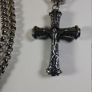 Stainless Steel Heavy Cross With Thick Chain - Etsy
