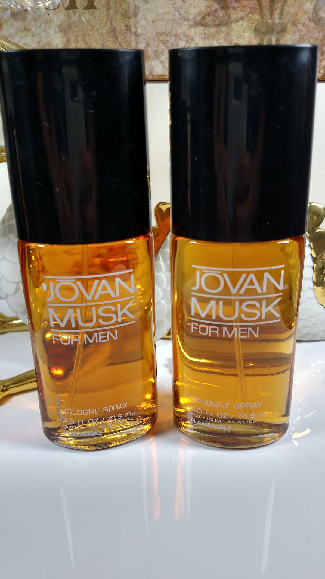 Jovan Musk for Men Vintage-2.5 Fl Oz 2 Bottles Black Top New Old Stock ...