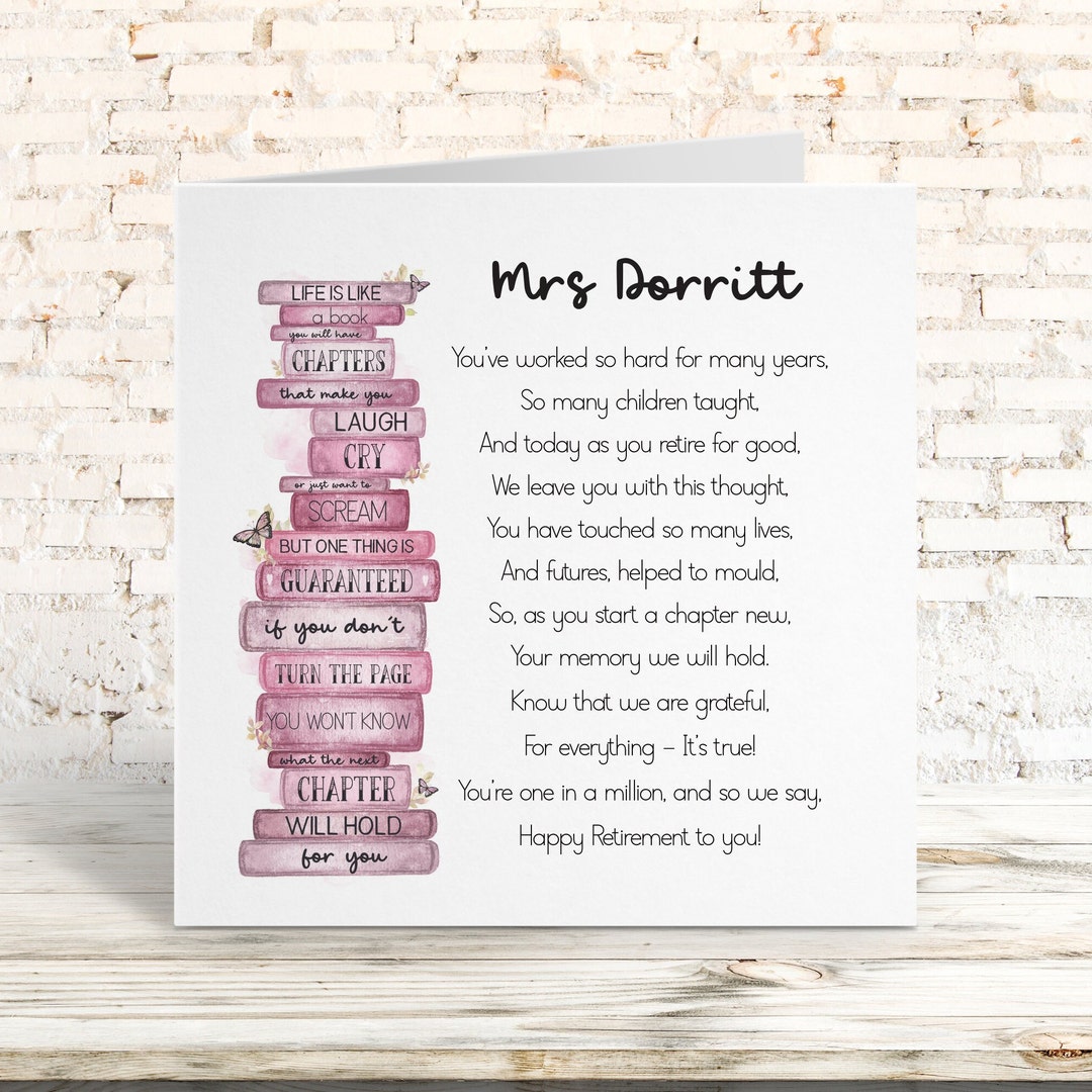 Personalised Retirement Card - Teacher Leaving Card - Retiring From ...