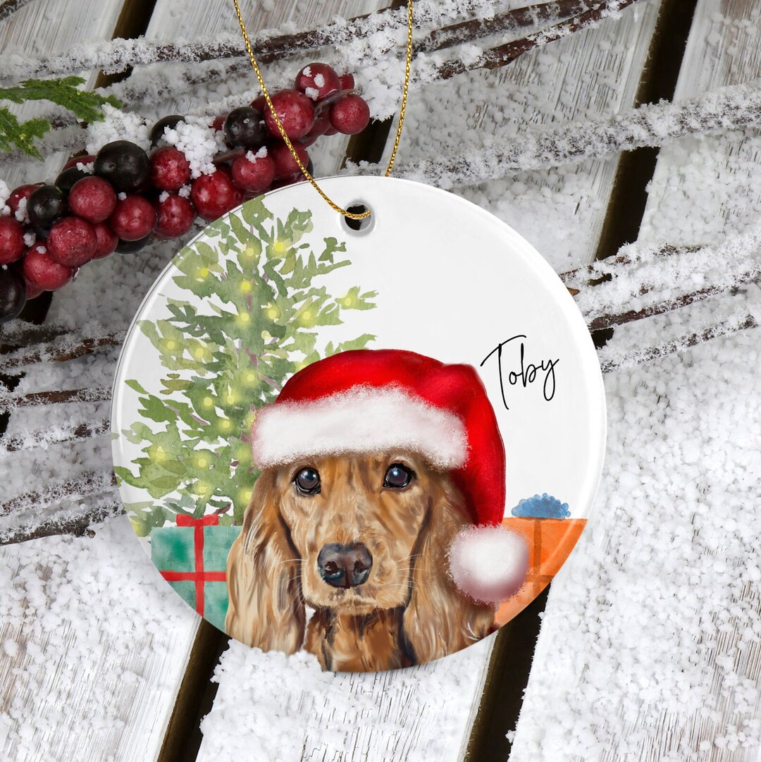 Dog Bauble, Personalised Christmas Ornament, Golden Cocker Spaniel Gift ...