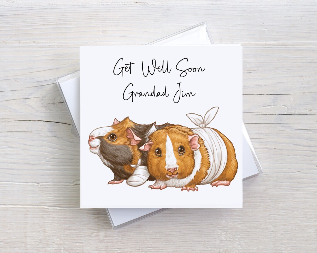 Personalised Get Well Card, Veterinary Pets, Guinea Pigs Card - Etsy
