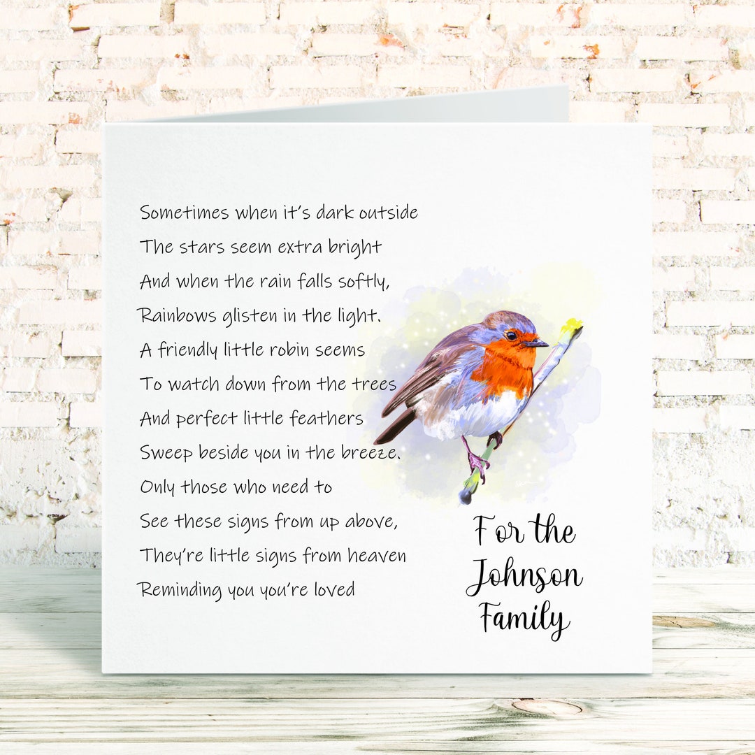 Sympathy Card, Condolence Card, Greetings Card for Bereavement, Robin ...
