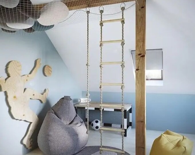 Rope Ladder Tree Climbing Frame Indoor Outdoor Oak Wood - Etsy