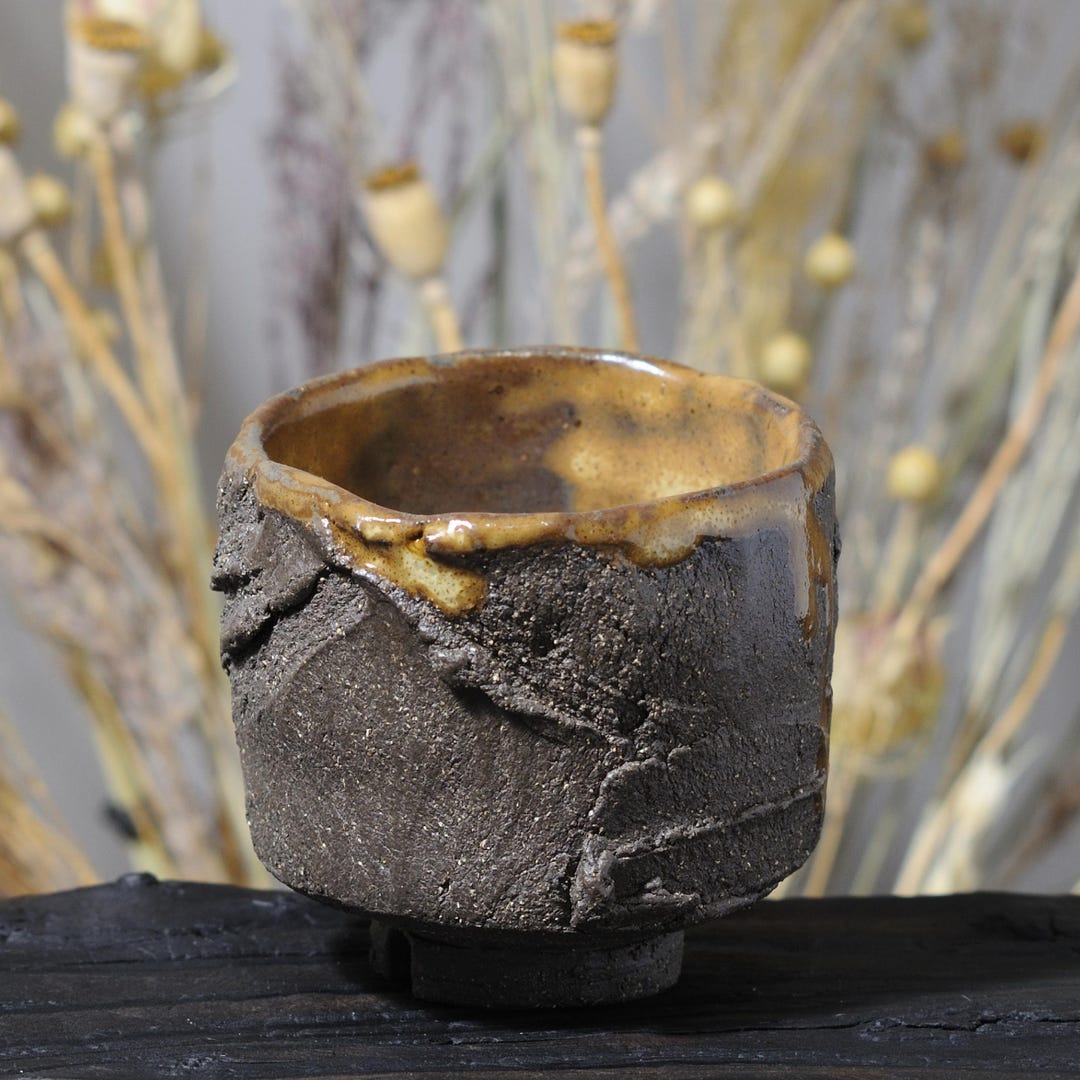 Kurinuki Coffee Cup, Black Ceramic Yunomi, Bowl for Drinking, Ceramic ...