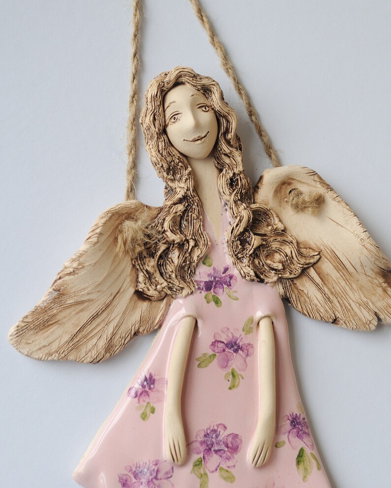 Guardian Angel Clay Sculpture Ceramic art Wall Decoration | Etsy