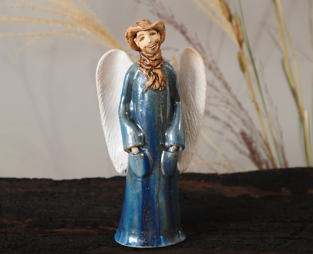 Handmade Ceramic Angel-man Figurine, Unique Guardian Angel Sculpture ...