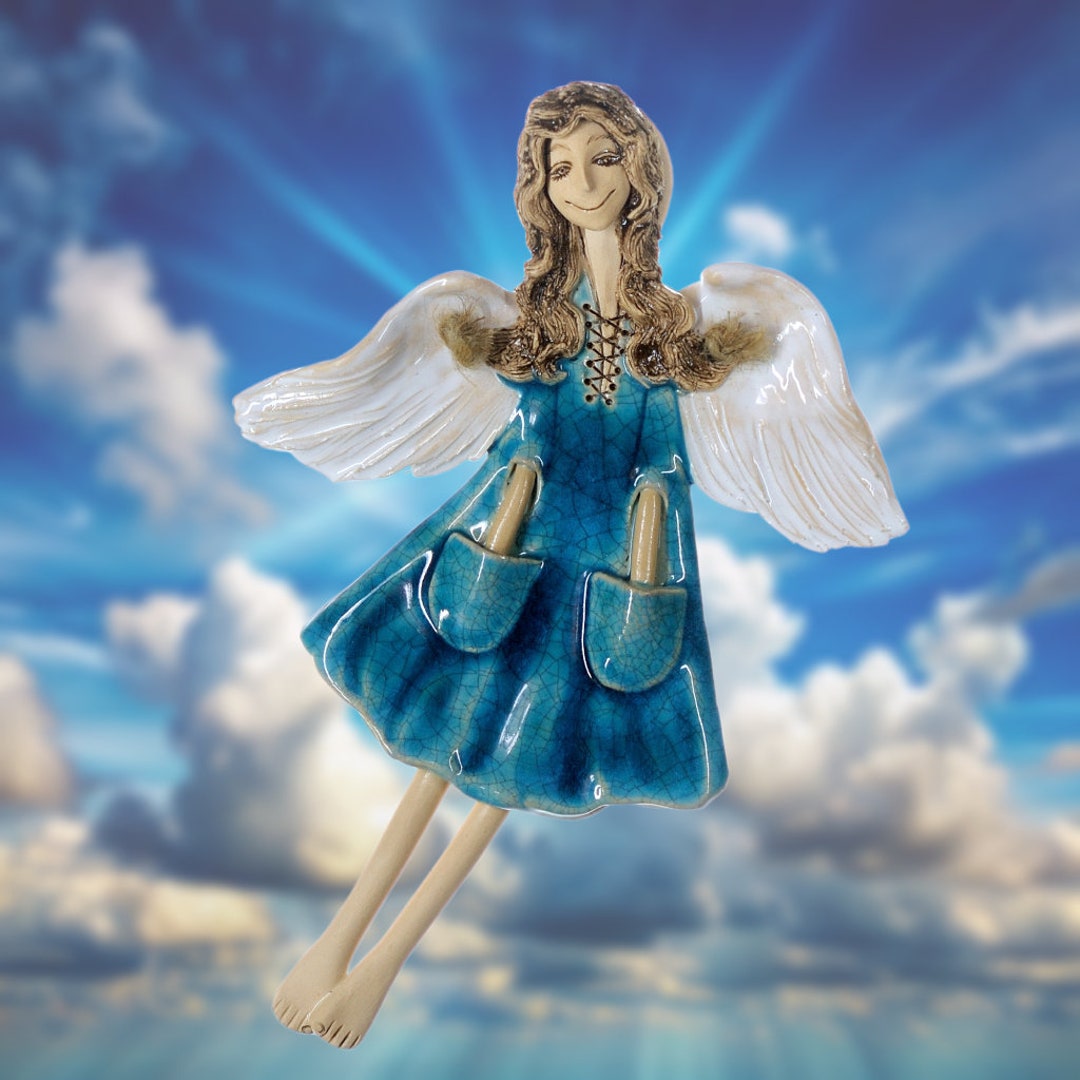 Angel Original Ceramic Sculpture, Wall Hanging, Guardian Angel, Fine ...