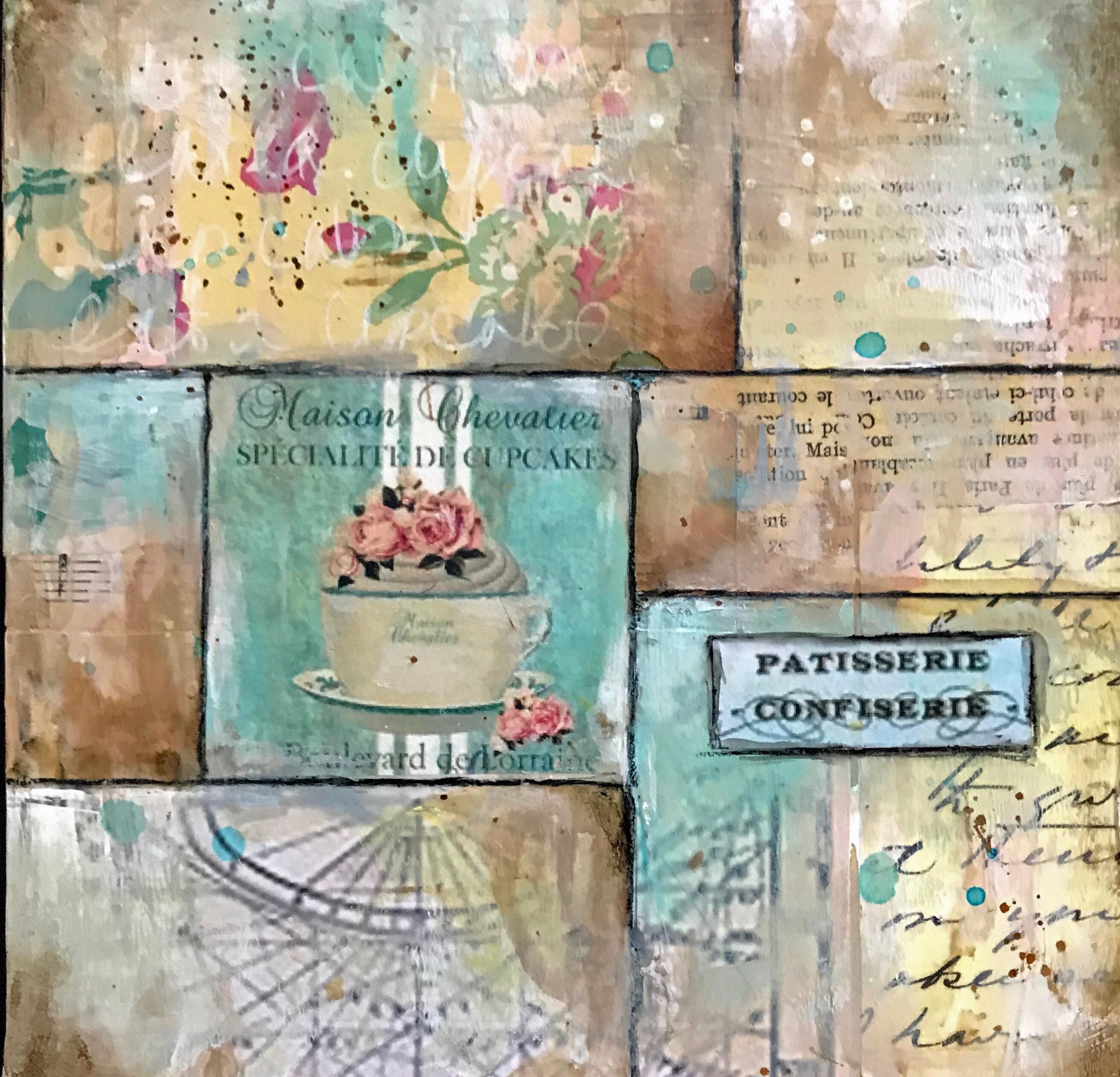 Vintage Decor, Original Collage Art, on Wood Panel, French Decor ...