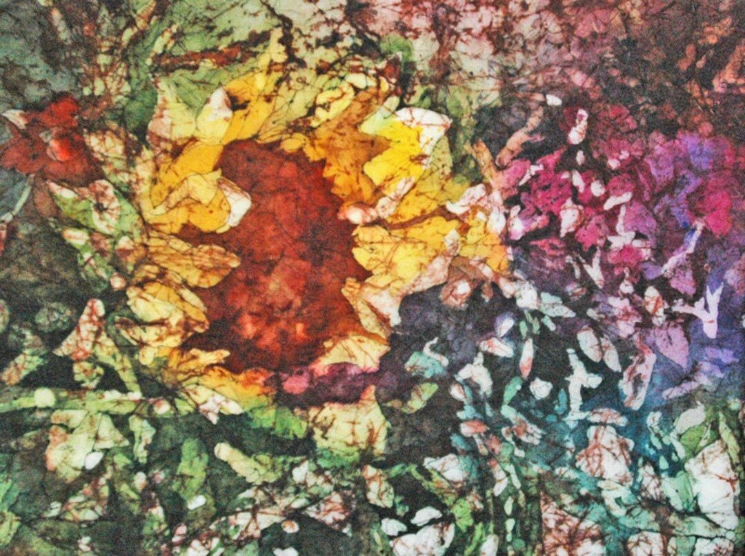 Batik Sunflower Painting Original, Rice Paper Art, Sunflower Gifts for ...