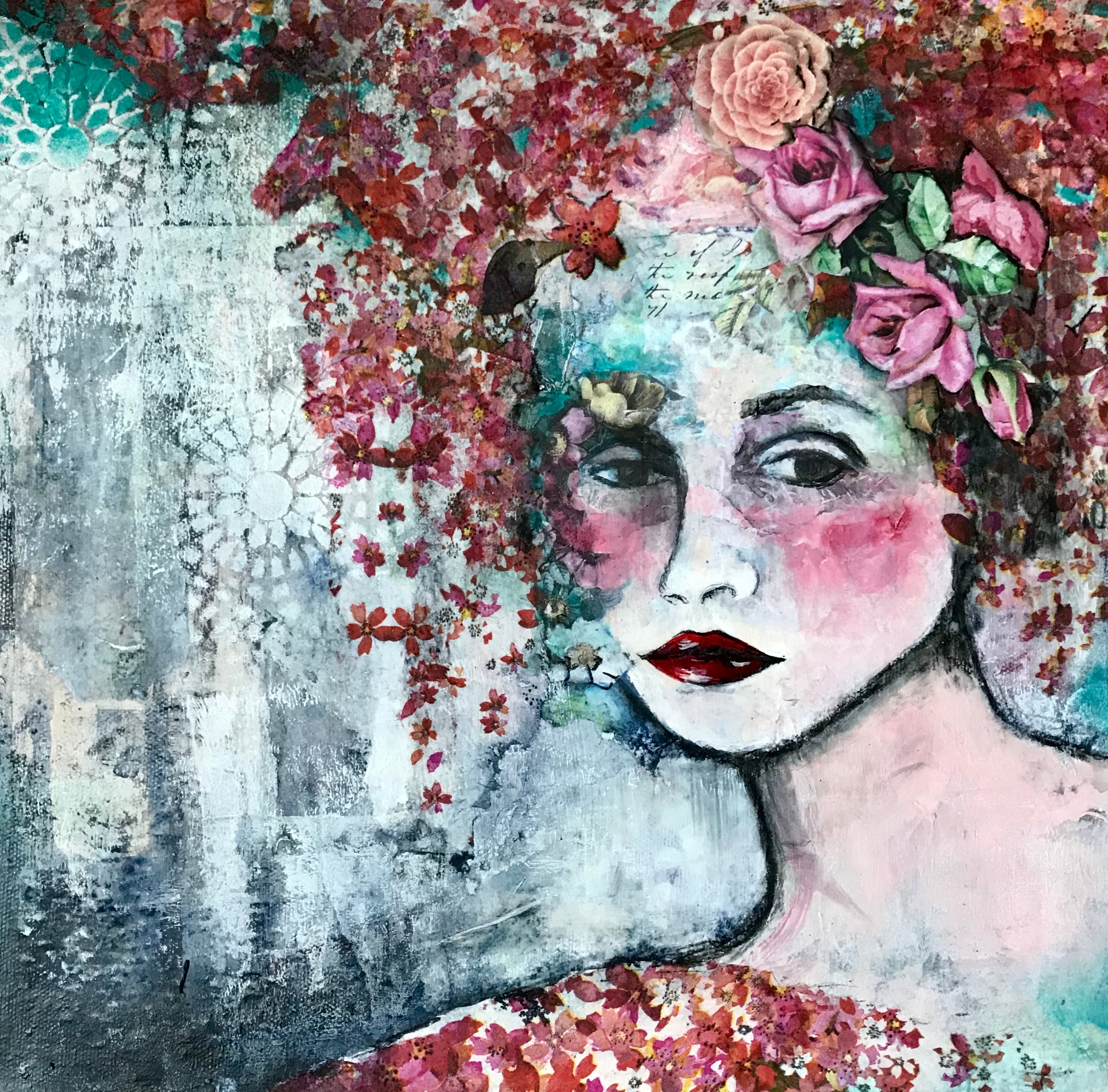 Original Abstract Art Canvas Mixed Media Collage Eclectic Wall Art Inspirational Art Vintage Collage Wall Decor Boss Lady Gift Strong Etsy