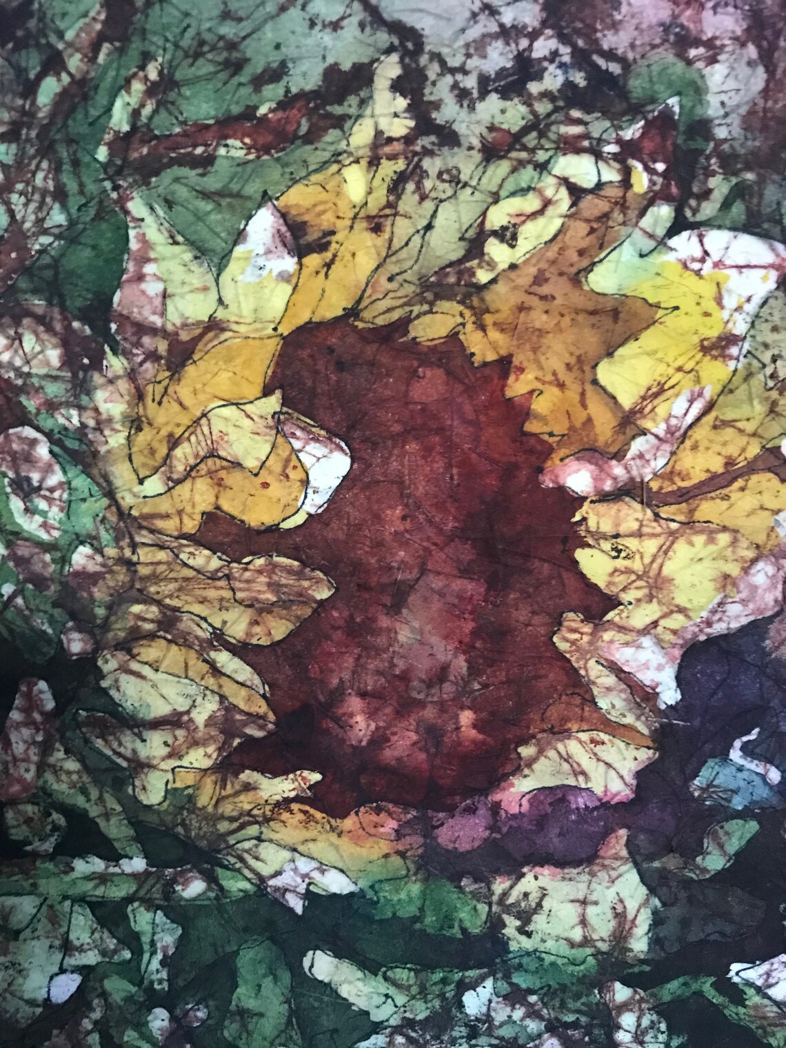 Batik Sunflower Painting Original, Rice Paper Art, Sunflower Gifts for ...