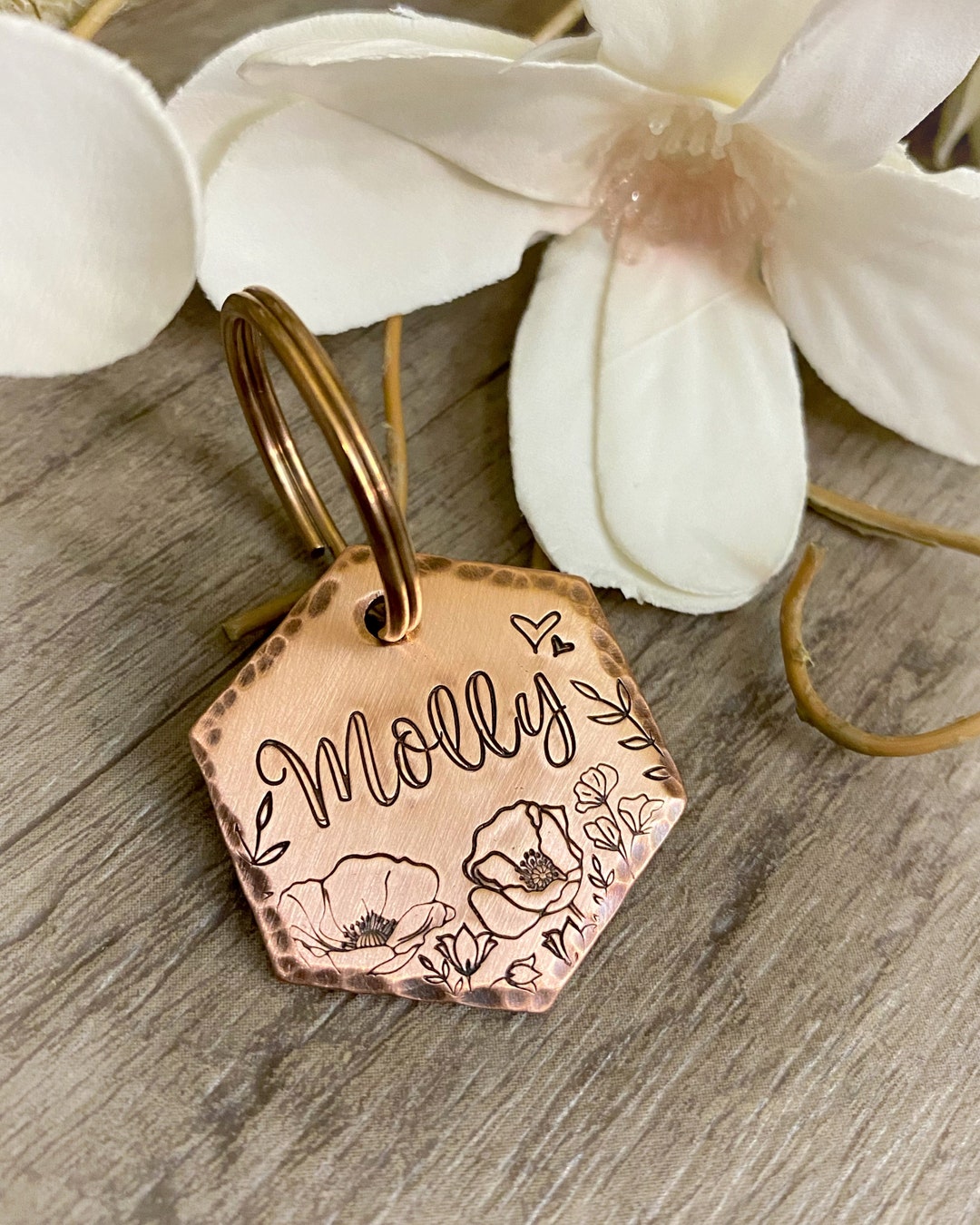 Poppy Dog Tag: Hearts Design, Wildflowers, Floral, Flowers, Garden ...
