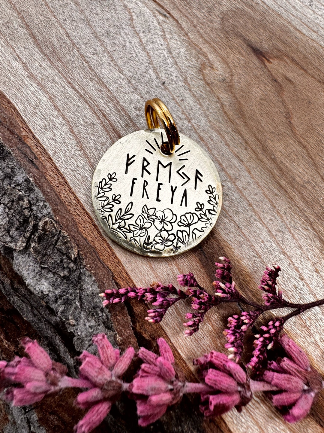 Small Viking Runes Dog Tag: Futhark, Nordic Design, Wildflowers ...