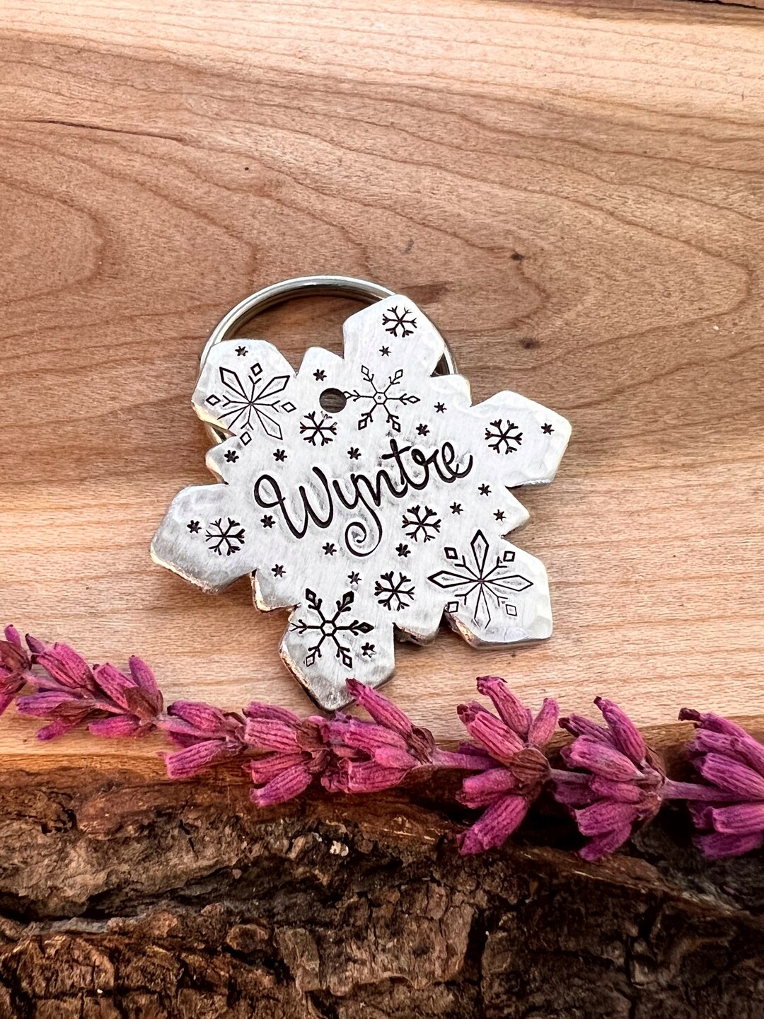 Snowflake Dog Tag - Winter Dog Tag - Dog Collar Tag - Pet Tag - Hand ...
