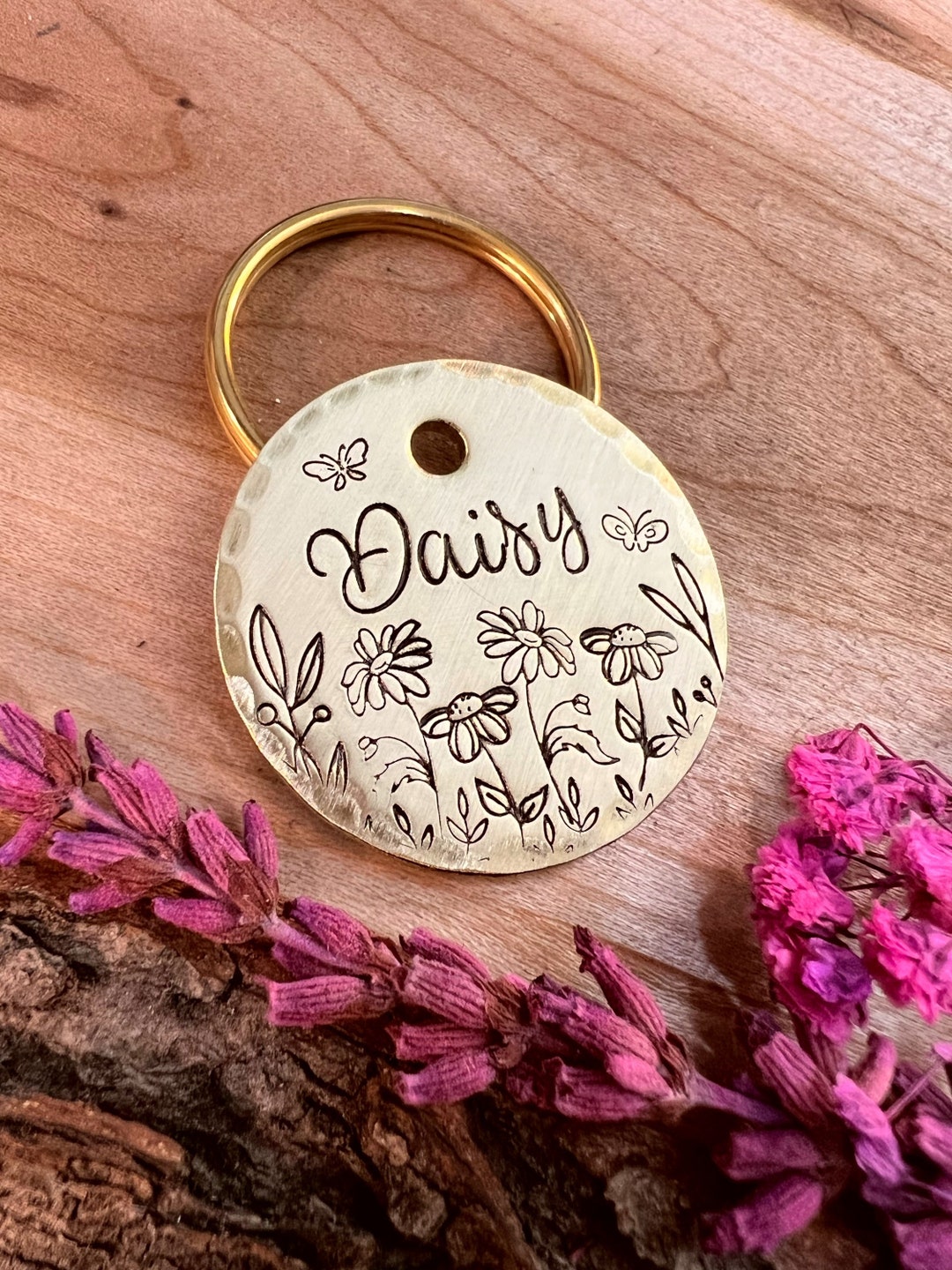 Daisy Dog Tag - Daisies - Summer - Butterfly - Dog Collar Tag - Summer ...