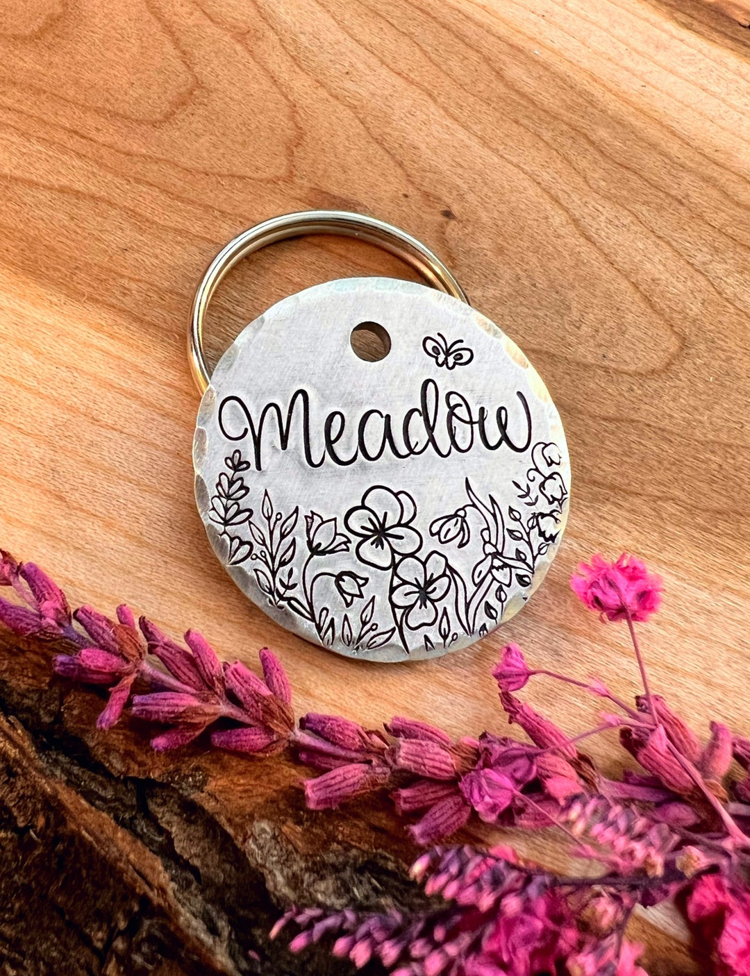Meadow Dog Tag: Violet Design, Wildflowers, Floral, Flowers, Garden ...
