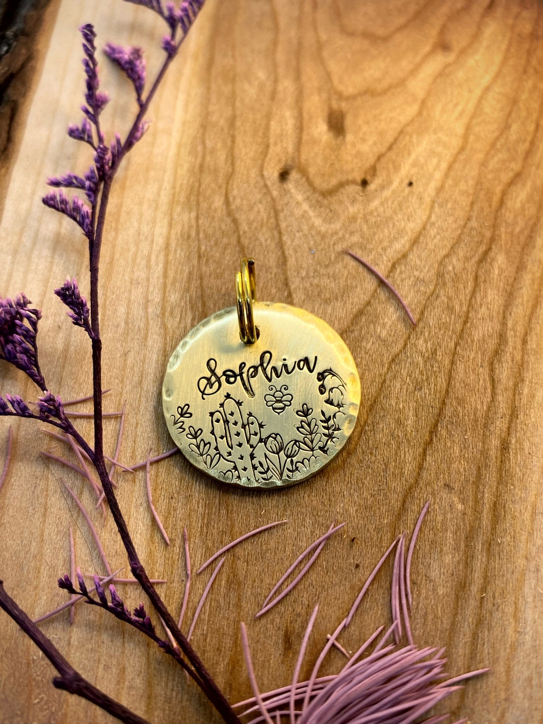 SMALL TAG Dog Tag Cat Tag Pet Name Tag Custom Personalized Brass Round ...