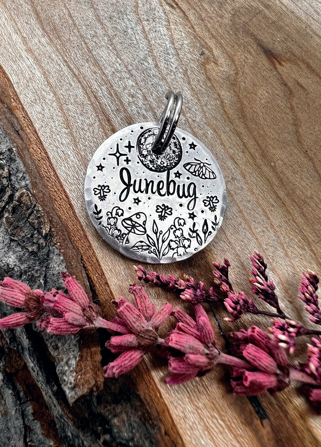 Small Night Garden Pet Tag: Firefly Design, Full Moon, Mushrooms ...