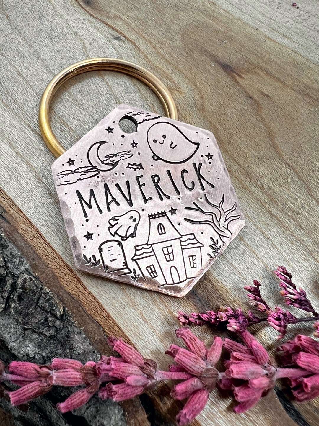 Haunted House Dog Tag - Halloween Dog Tag - Ghost Dog Tag - Pet Name ...