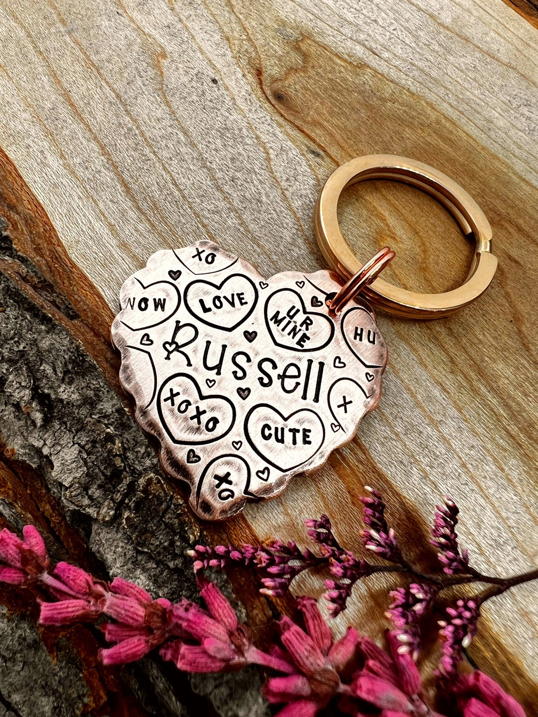 Pet ID Tag - Conversation Hearts Dog Tag - Heart Dog Tag - Dog Collar ...