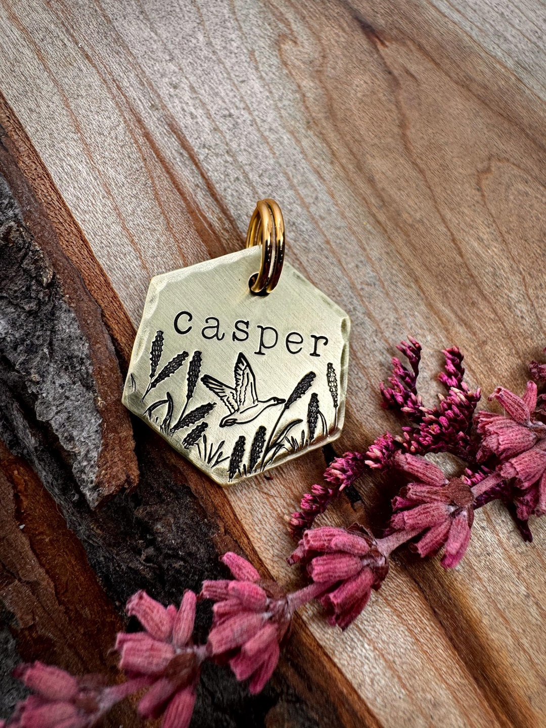 Small Goose Pet Tag: Geese Design, Cattails, Lake, Personalized ID for ...