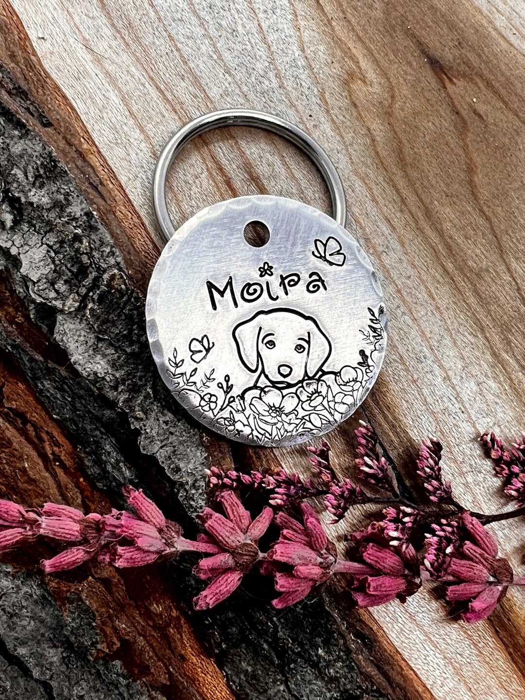 Flower Dog Tag - Labrador Dog Tag - Dog Collar Tag - Pet Name Tag ...