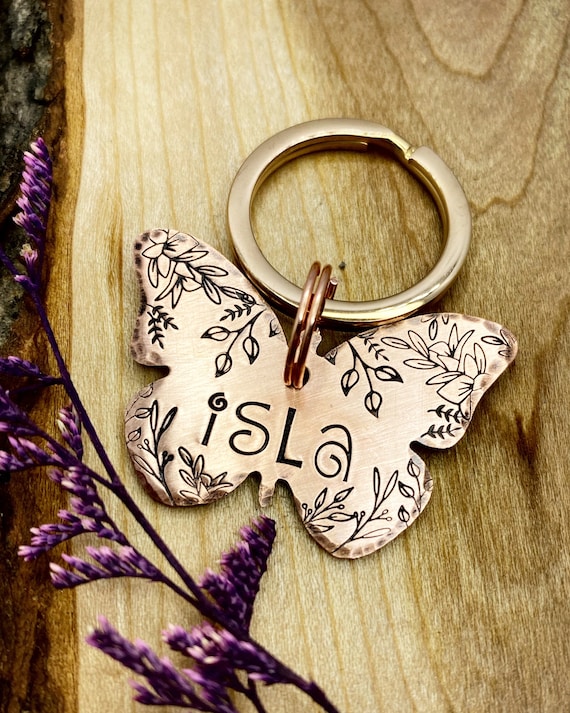 Pet ID Tag Butterfly Dog Tag Dog Collar Tag Pet Name Tag - Etsy
