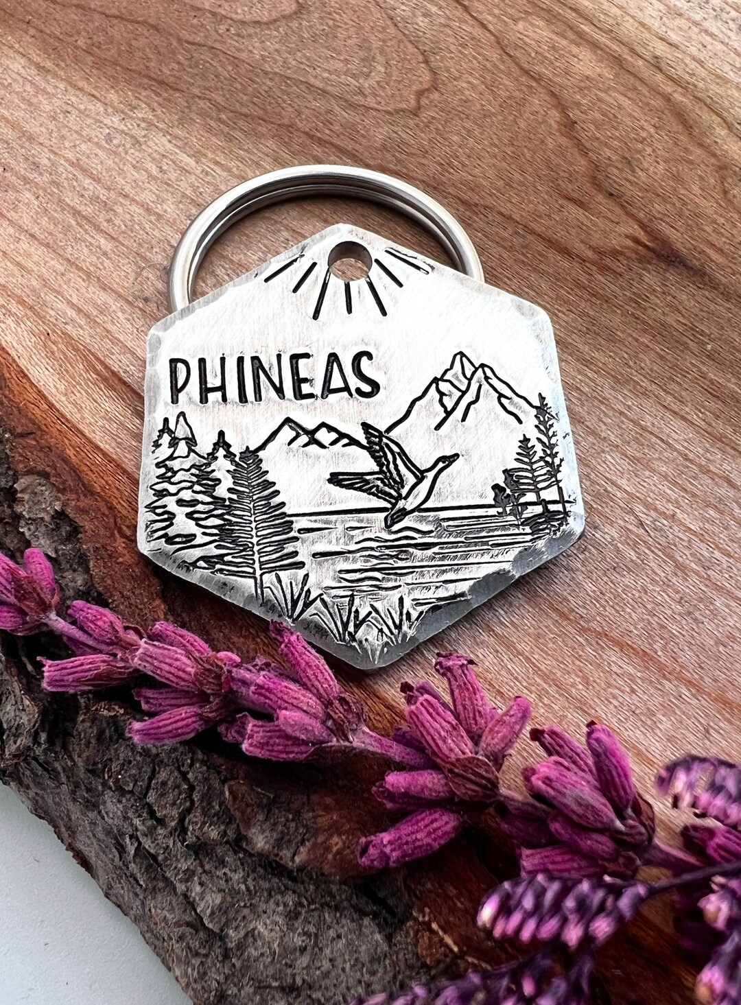 Goose Dog Tag - Duck - Lake Dog Tag - Canadian Geese - Mountains - Dog ...