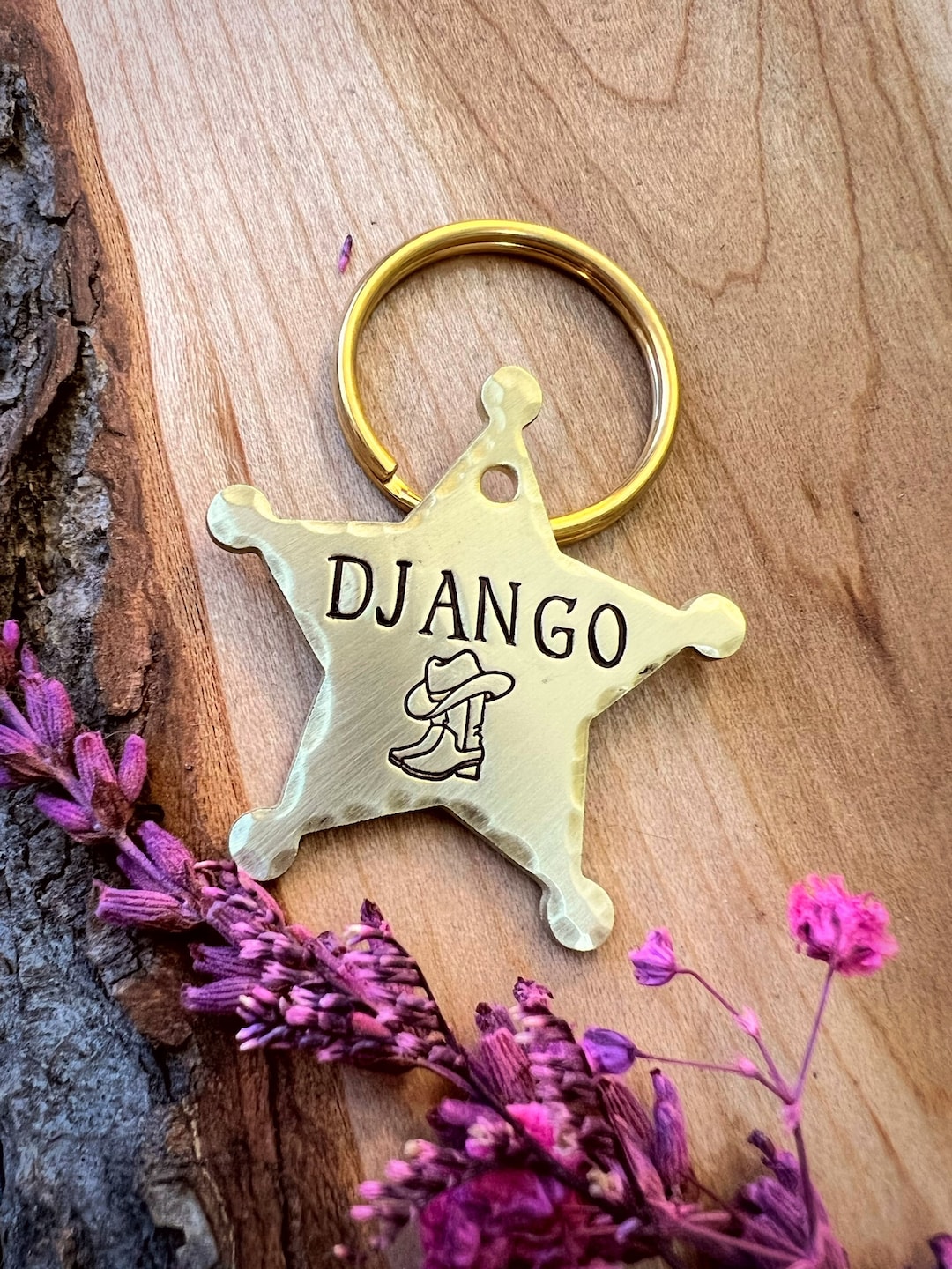 Sheriff Badge Dog Tag: Western Design, Cowboy Boots, Star, Desert ...