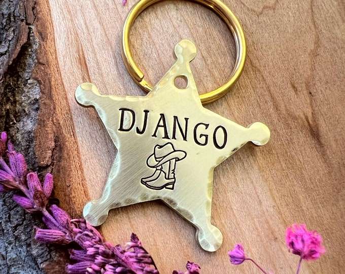 Custom Western Pet ID Tag Barbed Wire & Longhorn Name Tag Cowdog Name ...