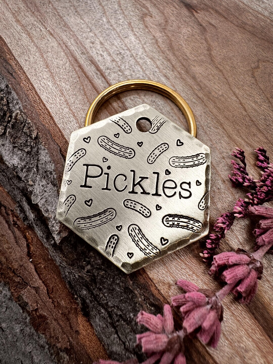 Pickle Dog Tag - Pickle Themed - Dog Collar Tag - Pet Name Tag - Hand ...