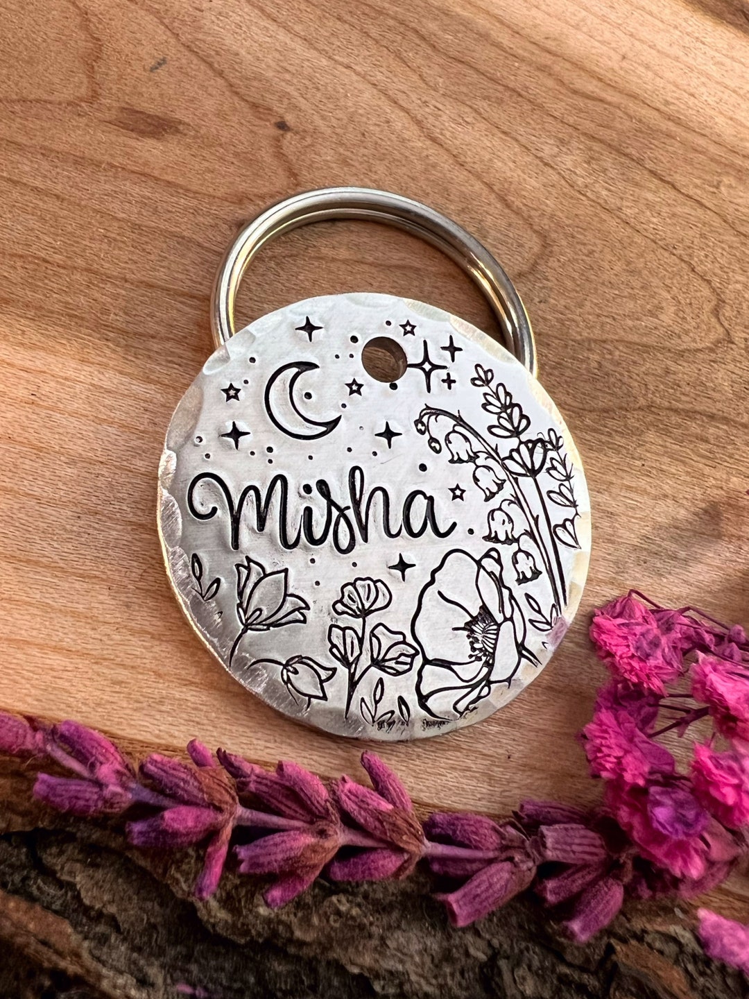 Poppy Dog Tag: Night Garden Design, Lily of the Valley, Crescent Moon ...