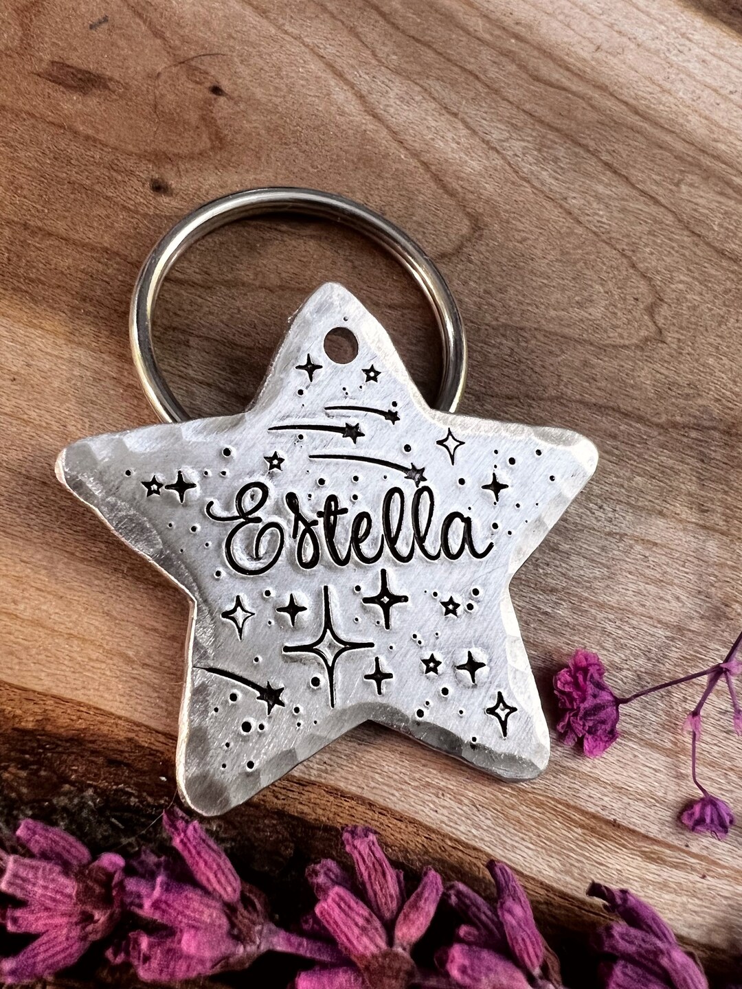 Star Dog Tag Shooting Star Space Cute Star Dog Tag Hand Stamped Custom ...