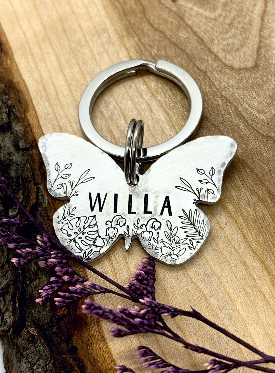 Butterfly Shaped Dog Tag: Fern Design, Monstera, Ferns, Vines ...