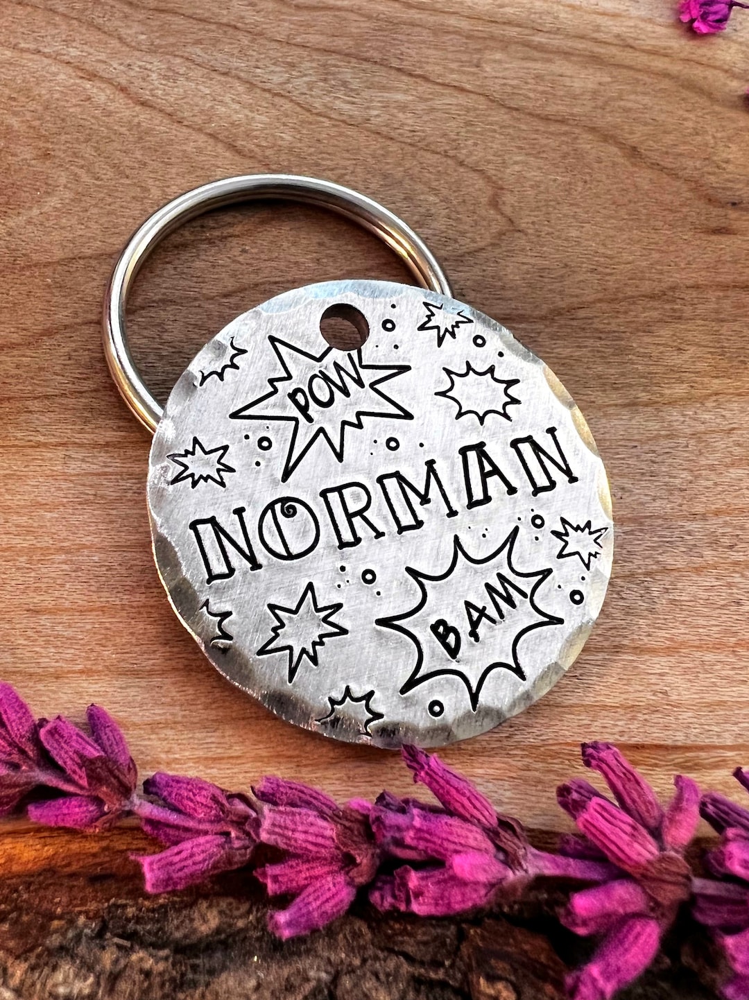 Pop Art Dog Tag: Comic Book Design, Bam, Pow, Personalized Pet ID - Etsy