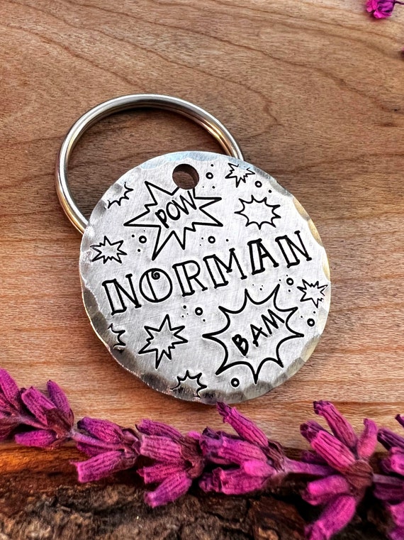 Pop Art Dog Tag Comic Book Superhero Bam Pow Dog Tag - Etsy Canada