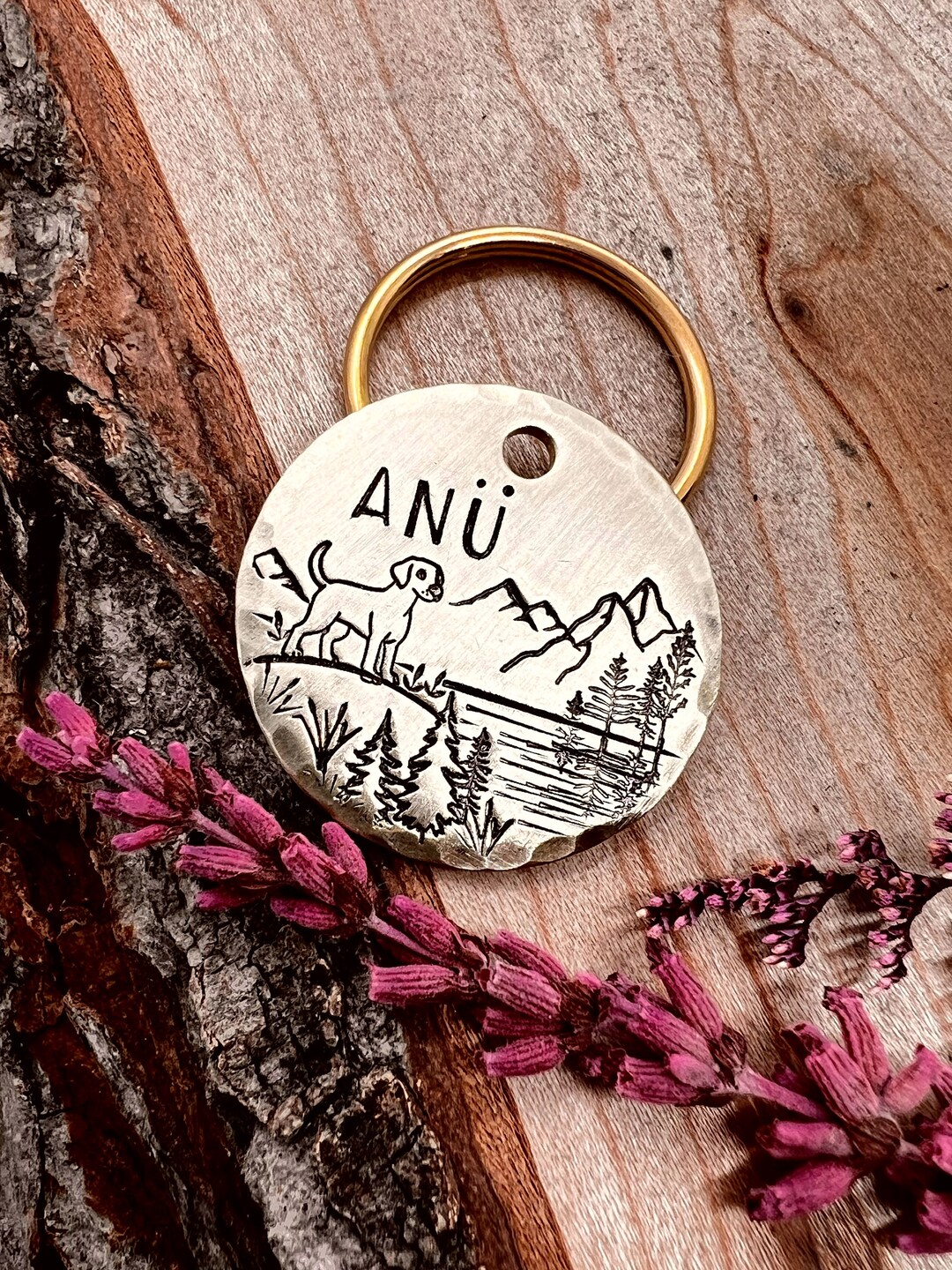 Labrador Dog Tag: Mountain Design, Lake, Forest, Hand Stamped ...