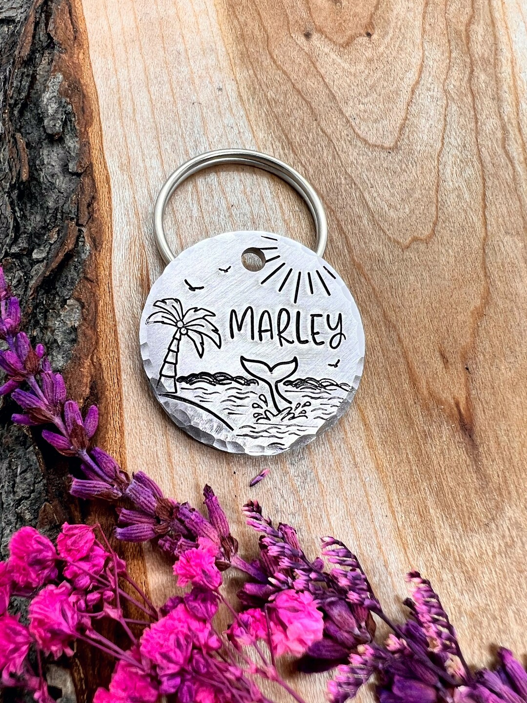 Pet ID Tag - Ocean - Beach - Palm Tree - Dog Tag - Dog Collar Tag - Pet ...