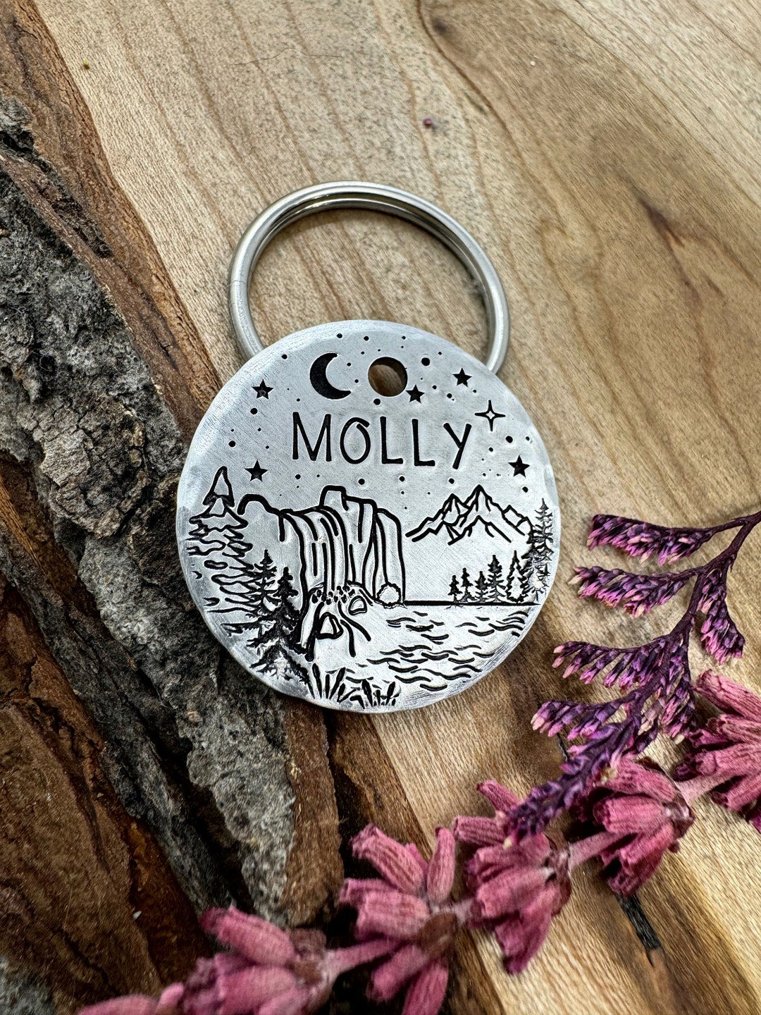 Waterfall Dog Tag - Forest - Mountain - Lake - Dog Tag - Dog Collar Tag ...