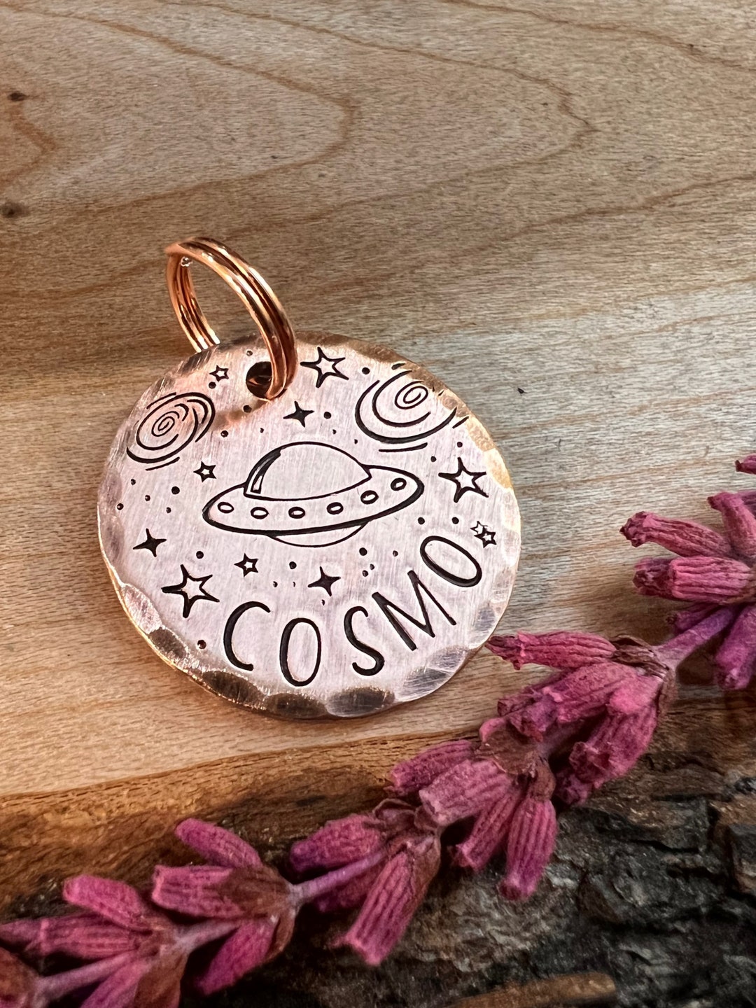 Small UFO Pet Tag: Outer Space Design, Aliens, Planets, Personalized ID ...