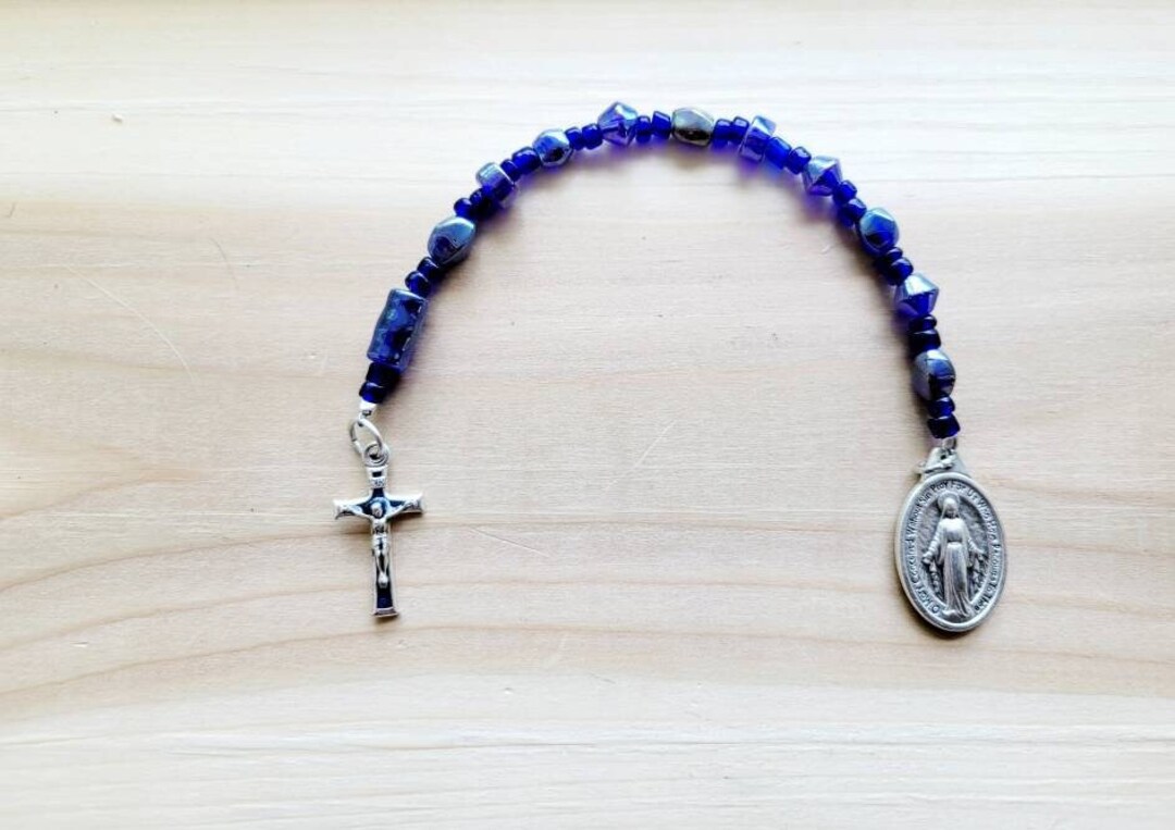 Rosary Bookmark Small Rosary Miniature Rosary, Blue Rosary, Catholic ...