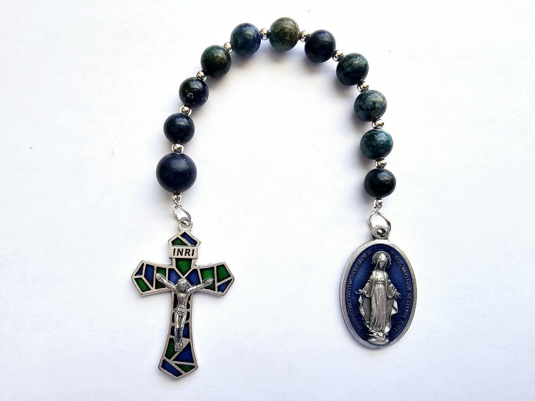 Lapis Chrysocolla & Lapis Lazuli One Decade Rosary; Pocket Rosary ...