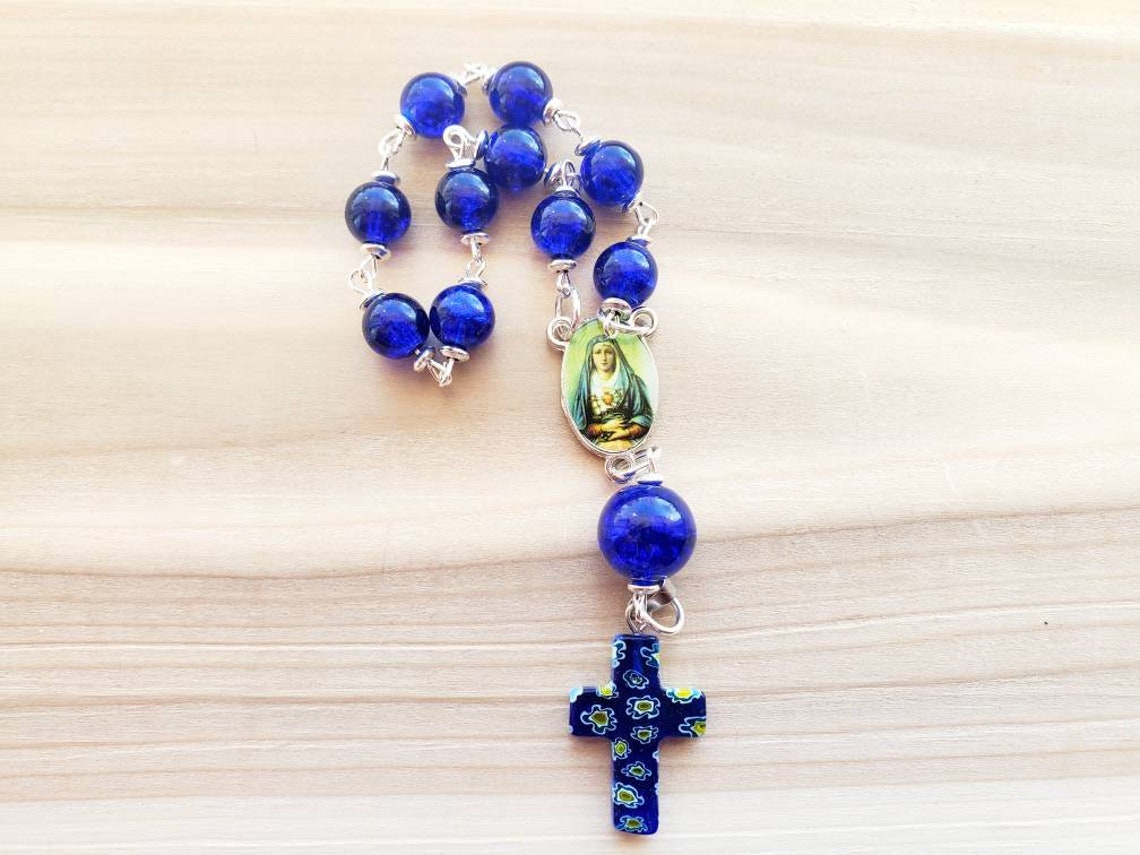 Beautiful Blue Miniature Rosary Pocket Rosary Mini Rosary 1 - Etsy
