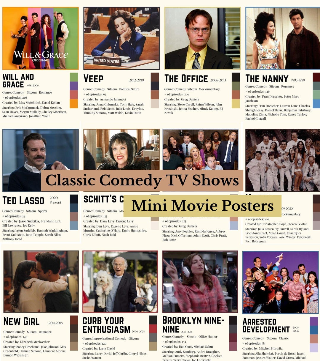 Mini Movie Posters: Classic Comedy TV Shows - Etsy