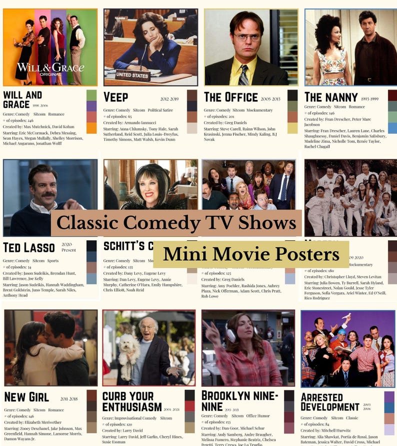 Mini Movie Posters: Classic Comedy TV Shows - Etsy