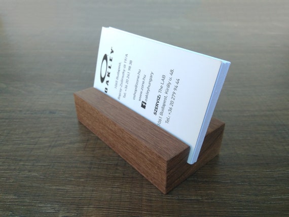 Walnut Wood Business Card Holder. Business Card Stand for | Etsy