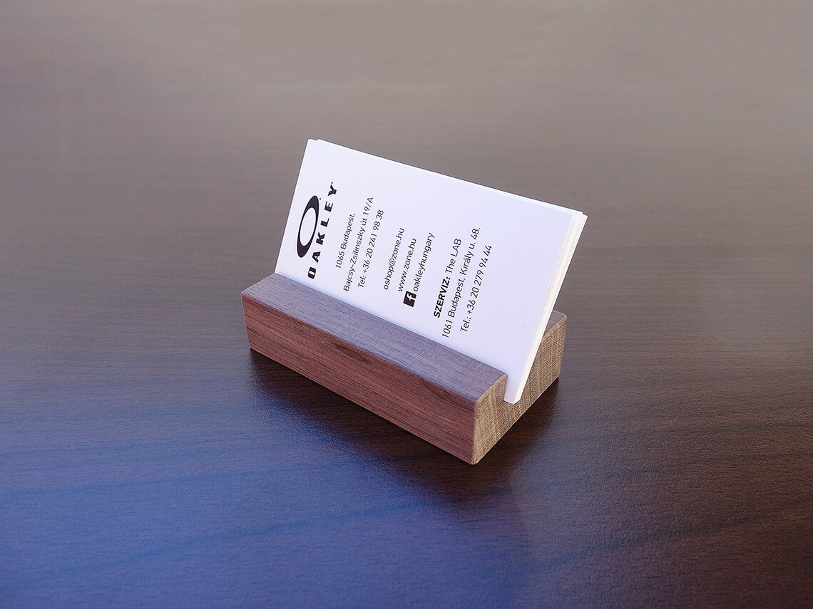 Walnut Wood Business Card Holder. Business Card Stand for - Etsy