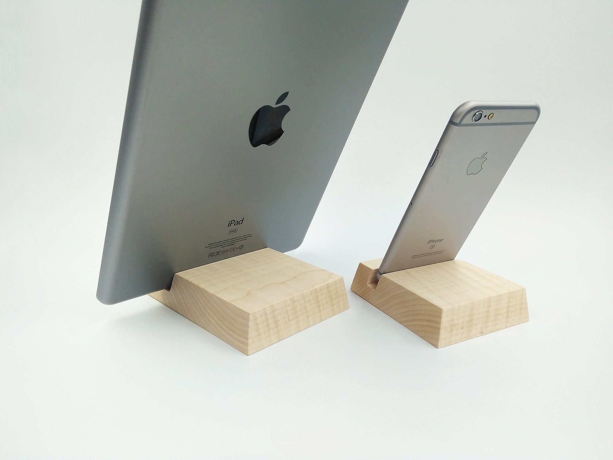 Wood iPhone & iPad Stand Set From Maple. Tablet and Smartphone Desktop ...