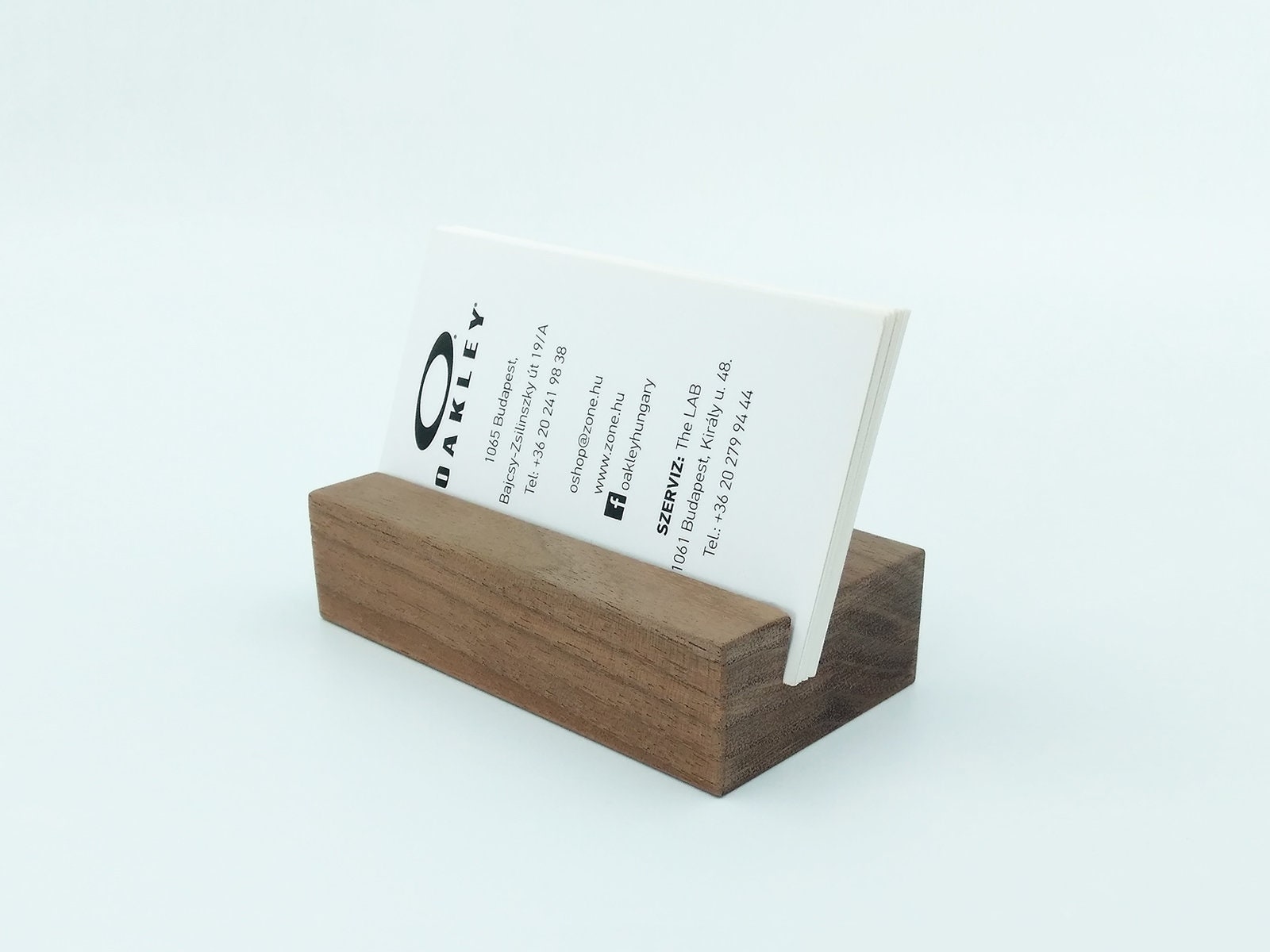 Walnut Wood Business Card Holder. Business Card Stand for Desk. Desk ...