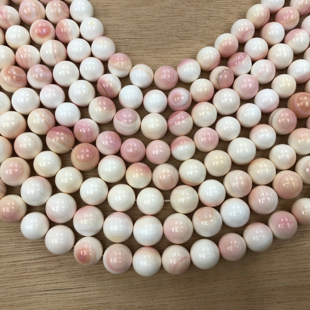 Pink Conch Shell Round Beads 14mm 16 Inches - Etsy